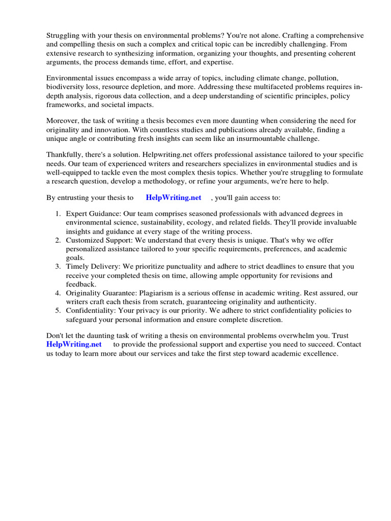Example Thesis Environmental Problems | PDF | Climate Change | Pollution