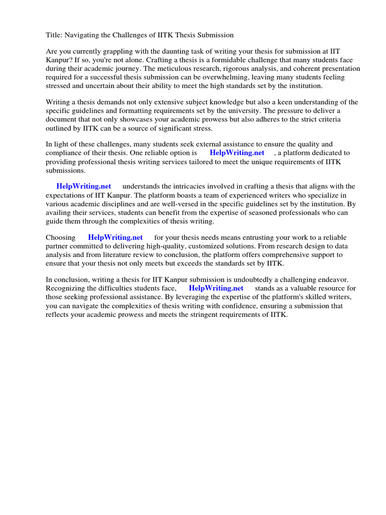 Iitk Thesis Submission | PDF | Thesis | Iran