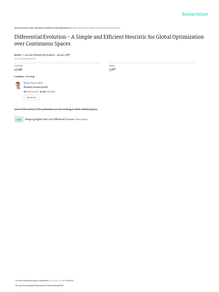 Differential Evolution | PDF