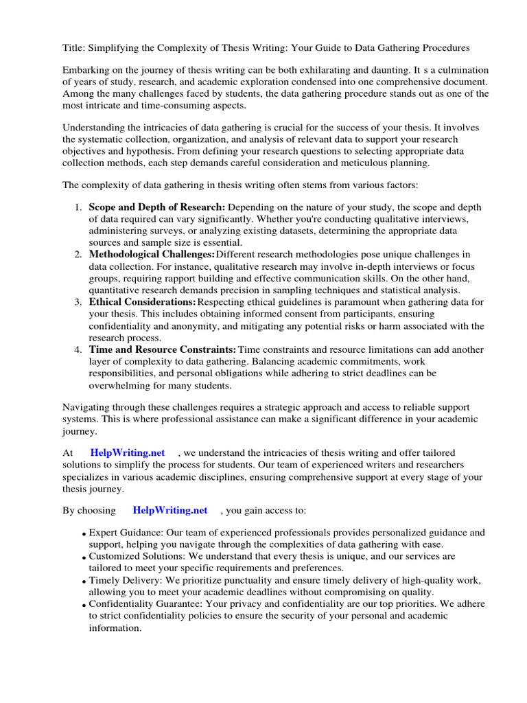 Data Gathering Procedure in Thesis Writing | PDF | Methodology | Data