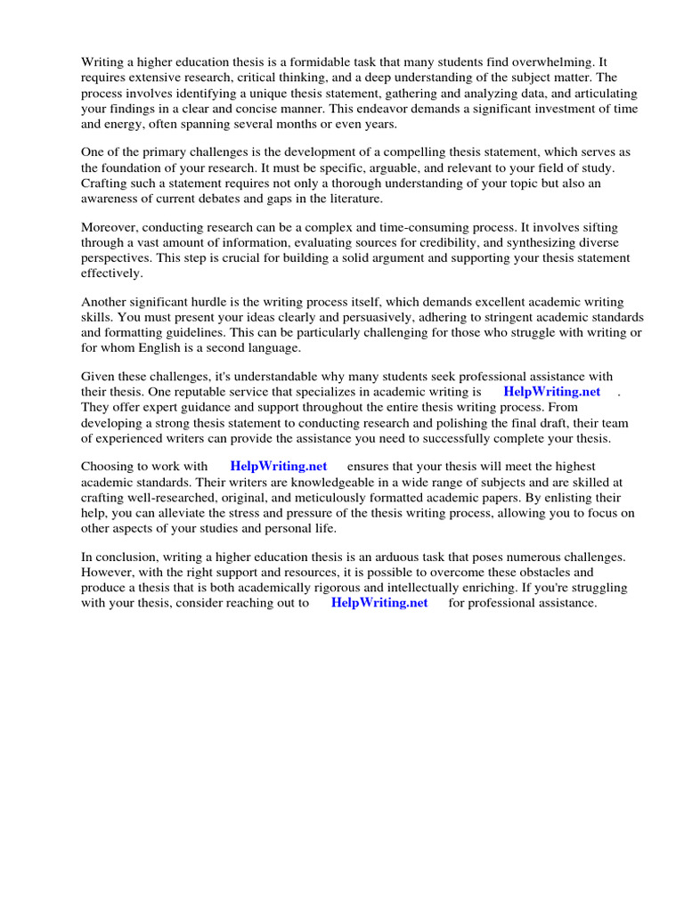Higher Education Thesis Statement | PDF | Essays | Thesis