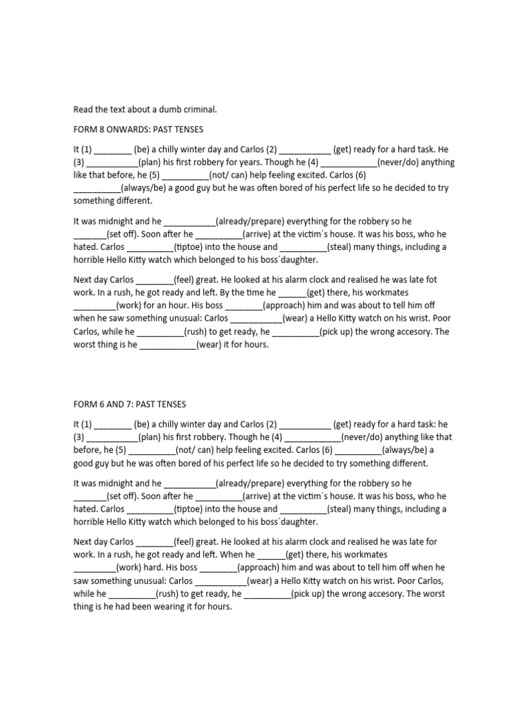 Past Tenses A Dumb Criminal | PDF