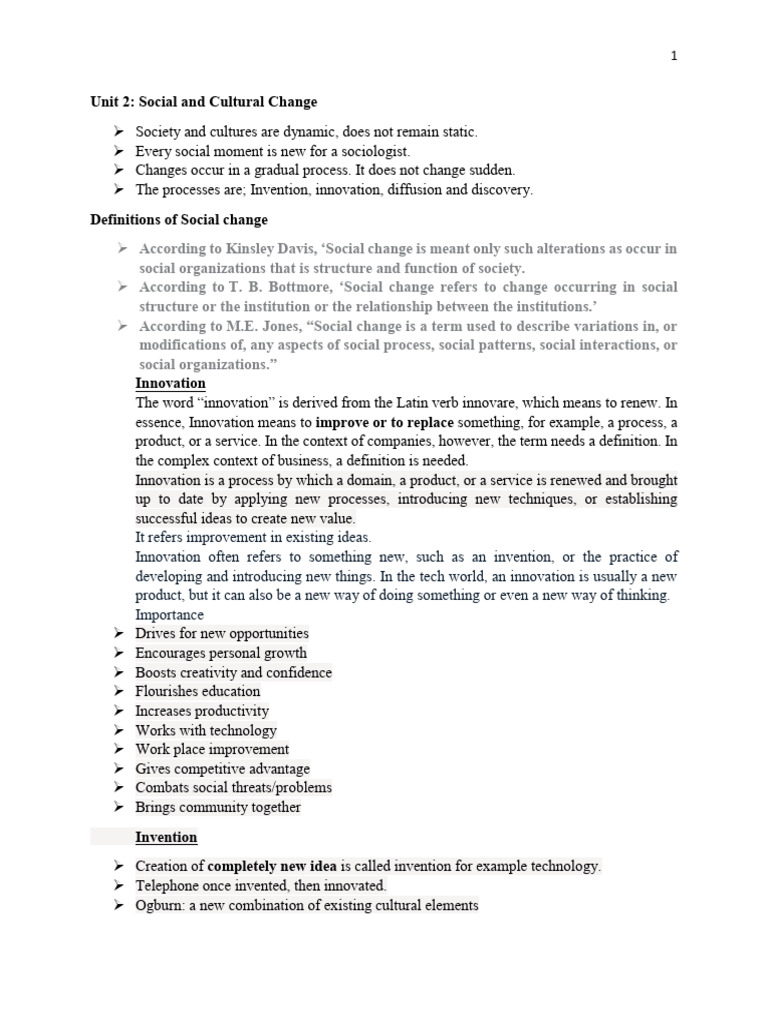 Social Change: Theories and Processes | PDF