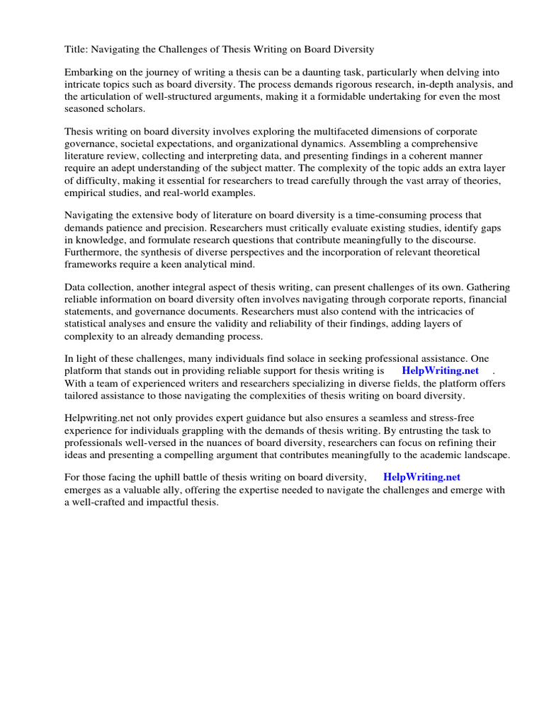 Thesis Board Diversity | PDF