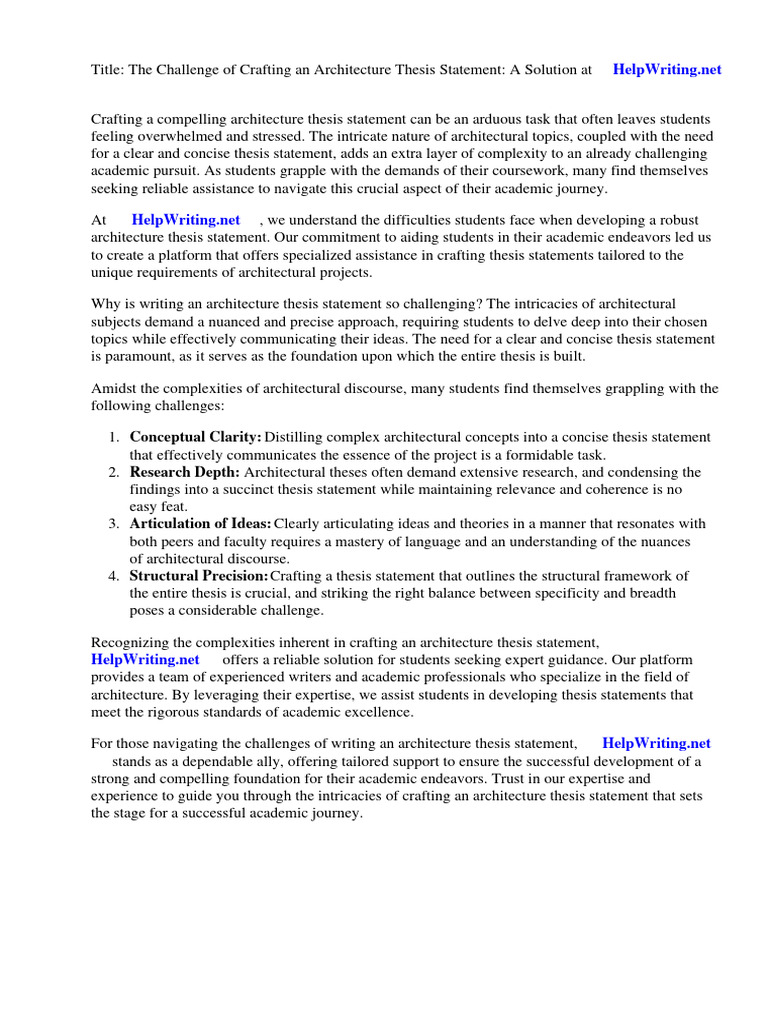 Architecture Thesis Statement Sample | PDF