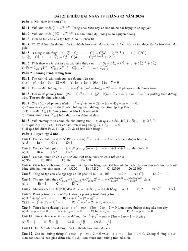 Toan10 Bai21 (Phieubaingay18t2nam2024) | PDF