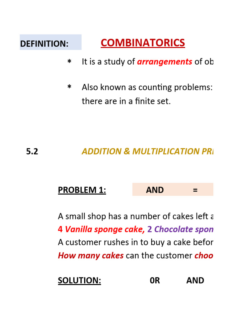 Excel Explanation On Combinatorics - BITM GROUP D - March 8 2024 | PDF | Mathematics | Combinatorics