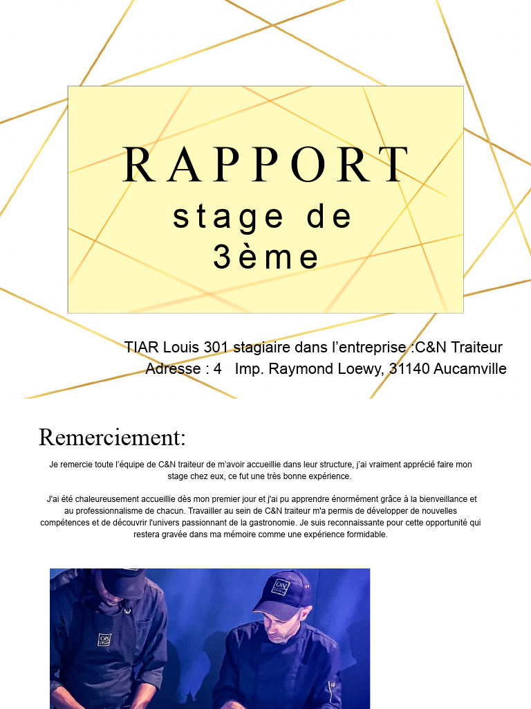 Rapport de Stage de 3ème (1) | PDF | Cuisine | Cuisine