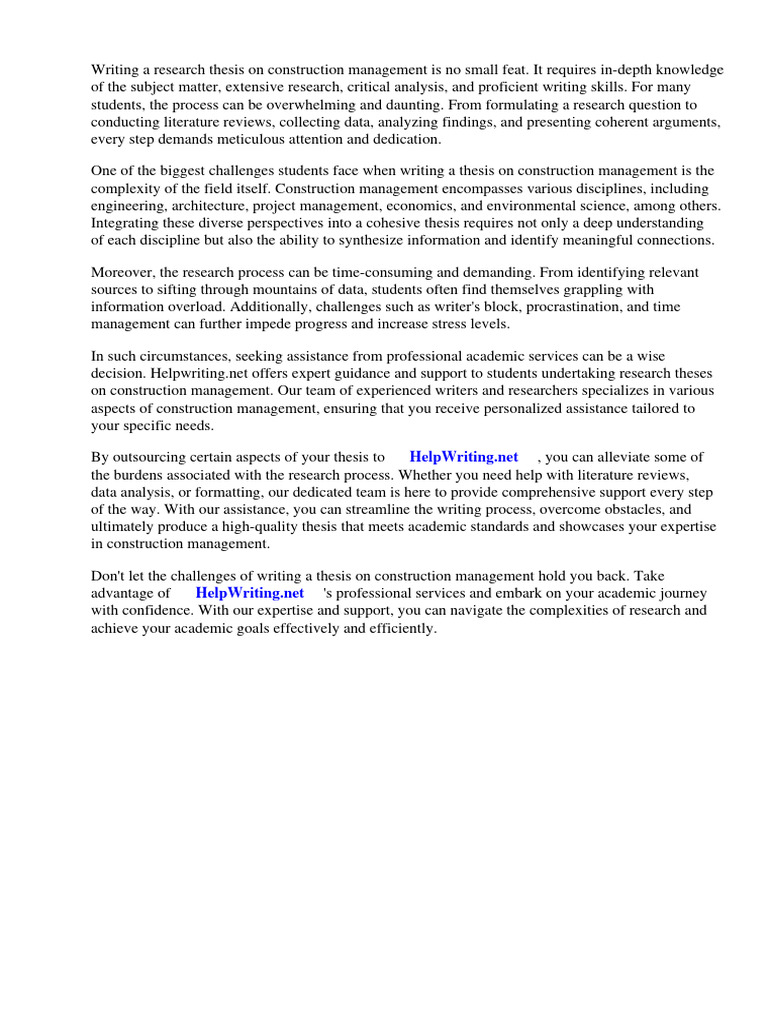 Research Thesis On Construction Management | Download Free PDF | Thesis ...