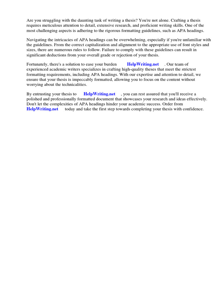 Thesis Template Apa Headings | PDF