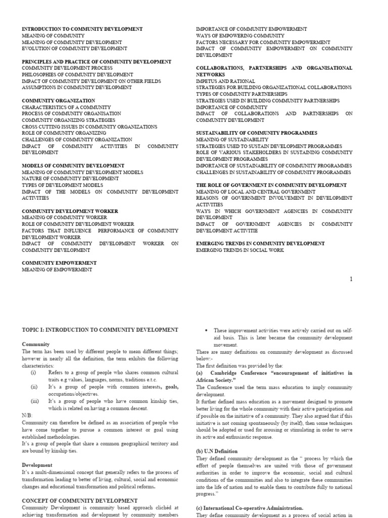 Introduction To Community Development222 | PDF | Community | Empowerment