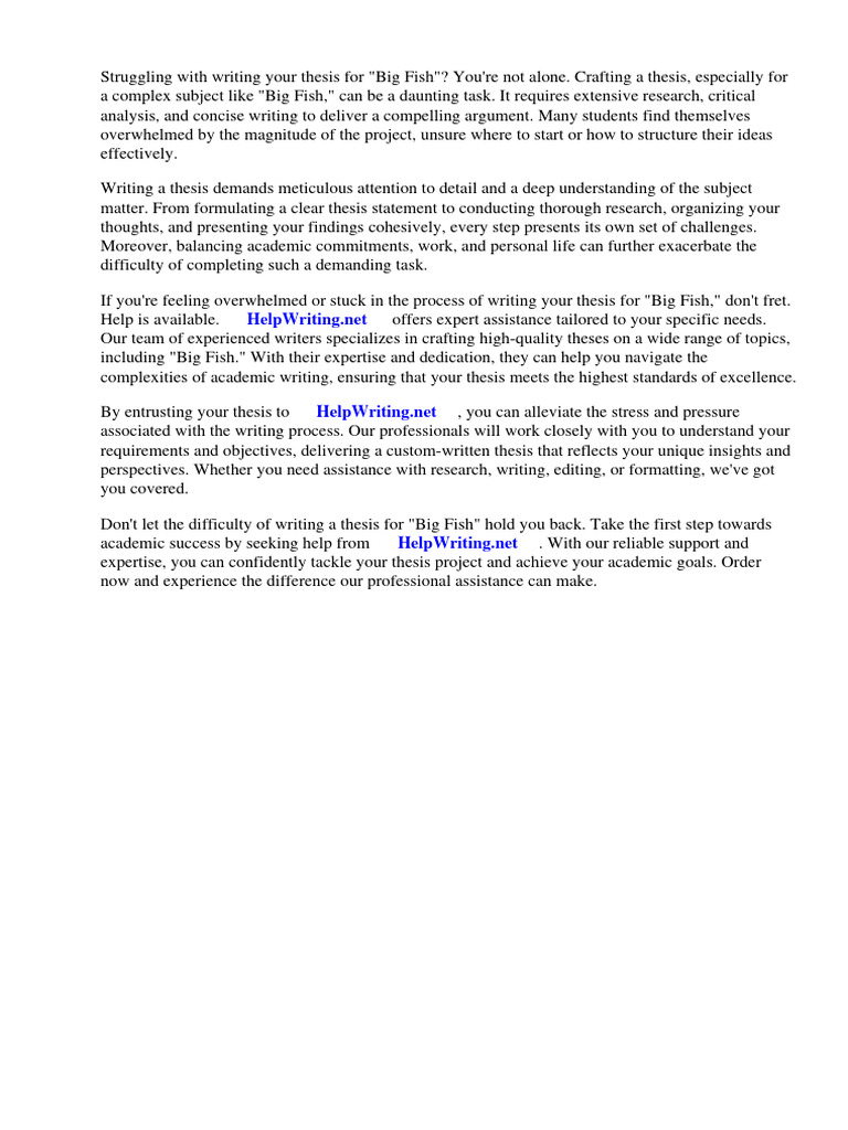 Thesis for Big Fish | PDF