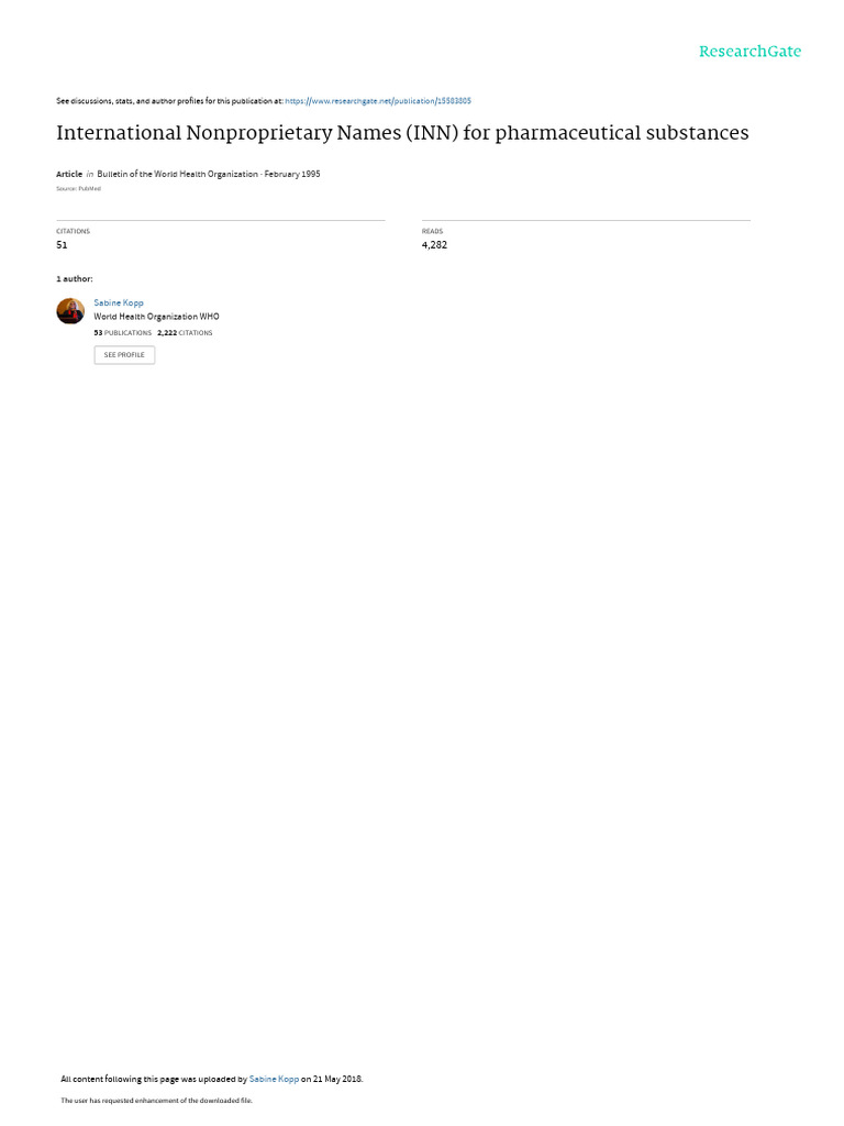 International Nonproprietary Names INN For Pharmac | PDF | Pharmacology ...