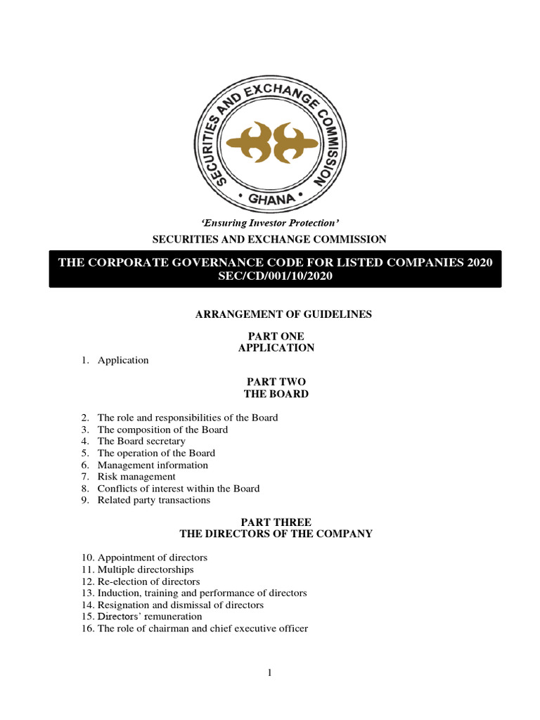 Ghana Corporate Governance Code 2020 | PDF | Audit Committee | Internal ...