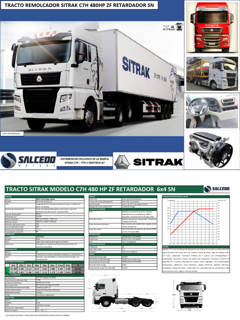 Ficha Tecnica Tracto C7H 480 Euro 5 - 6X4 - 2019 - 2020 - Euro V | PDF ...