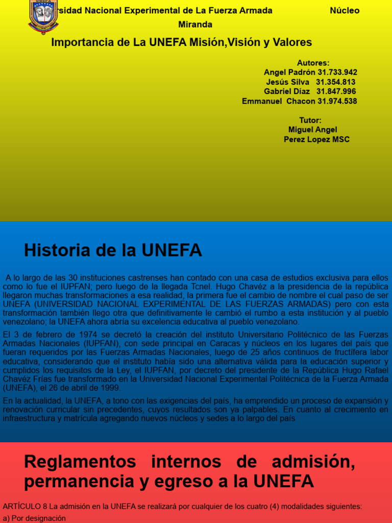 Misión, Visión y Valores de la UNEFA | PDF