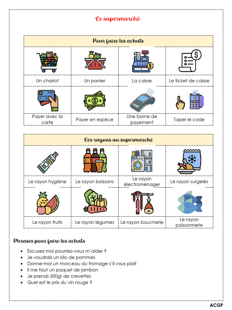Vocabulaire 03 Le Supermarché | PDF