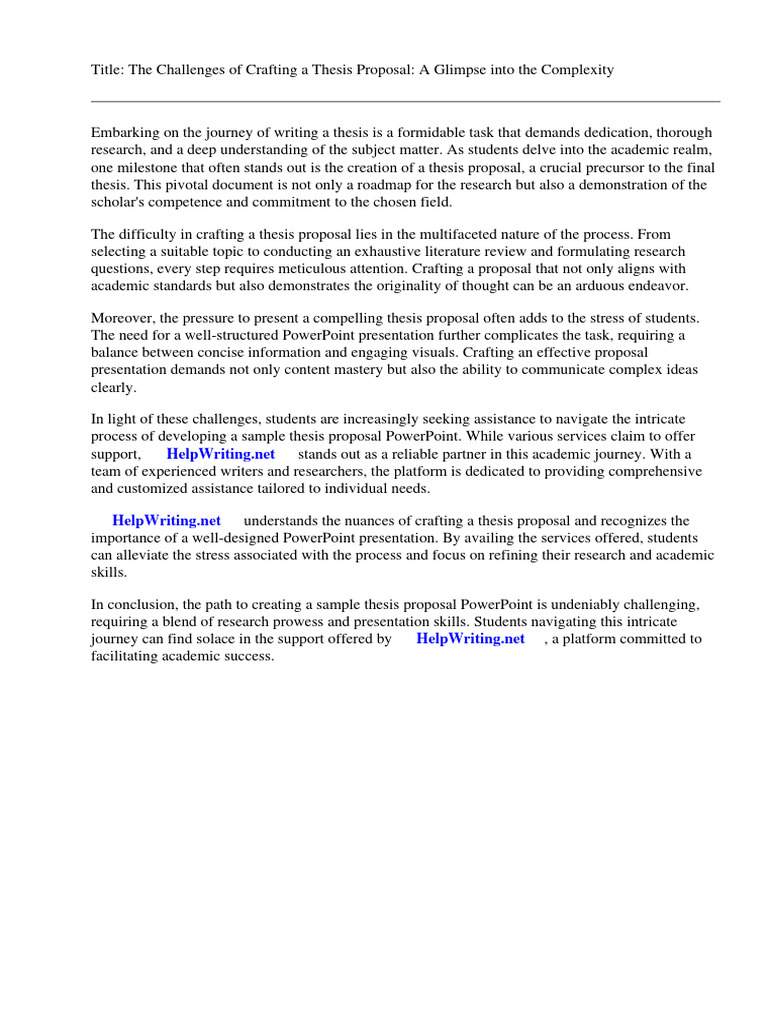 Sample Thesis Proposal Powerpoint | PDF