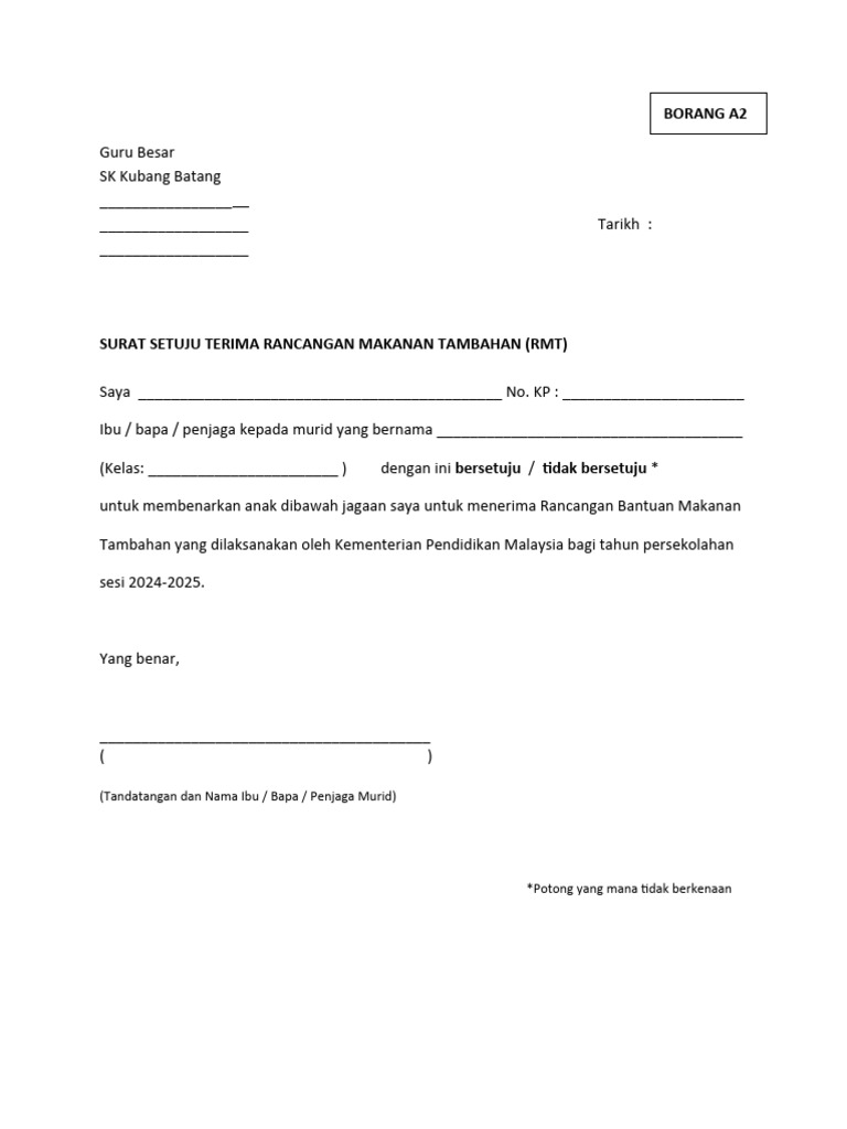 Borang A2 RMT Terima RMT | PDF | Karier & Perkembangan | Pengelolaan ...