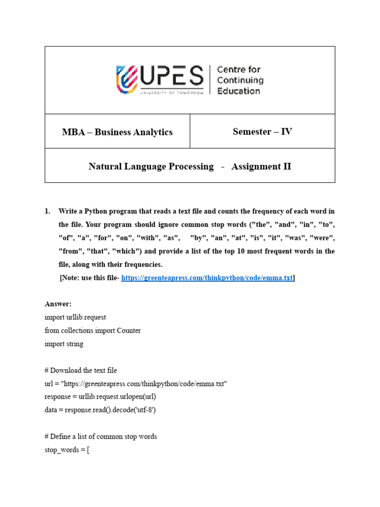 Assignment II - NLP - D | PDF | Phrase | Semantic Units