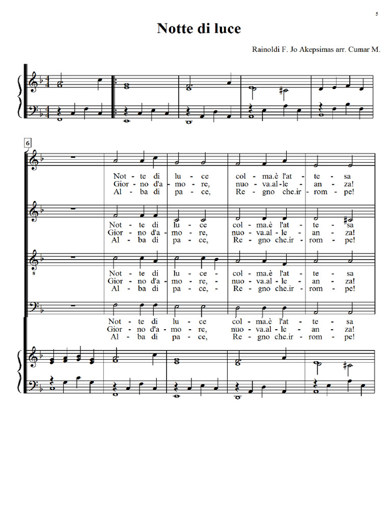 Notte Di Luce Coro | PDF