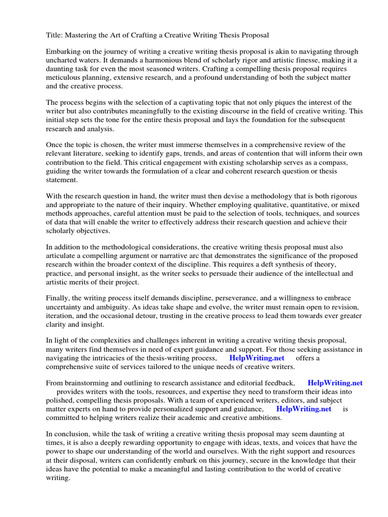 How To Write A Creative Writing Thesis Proposal | PDF How To Write A Creative Writing Thesis Proposal | PDF