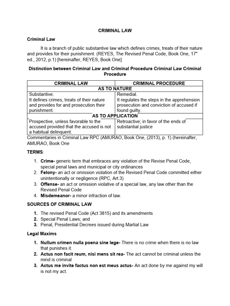 Overview of Criminal Law Principles | PDF | Mens Rea | Criminal Law