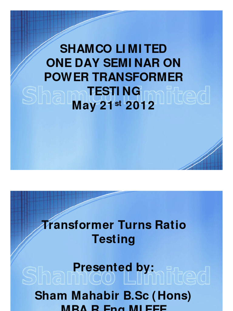 Shamco Turns Ratio Testing | PDF