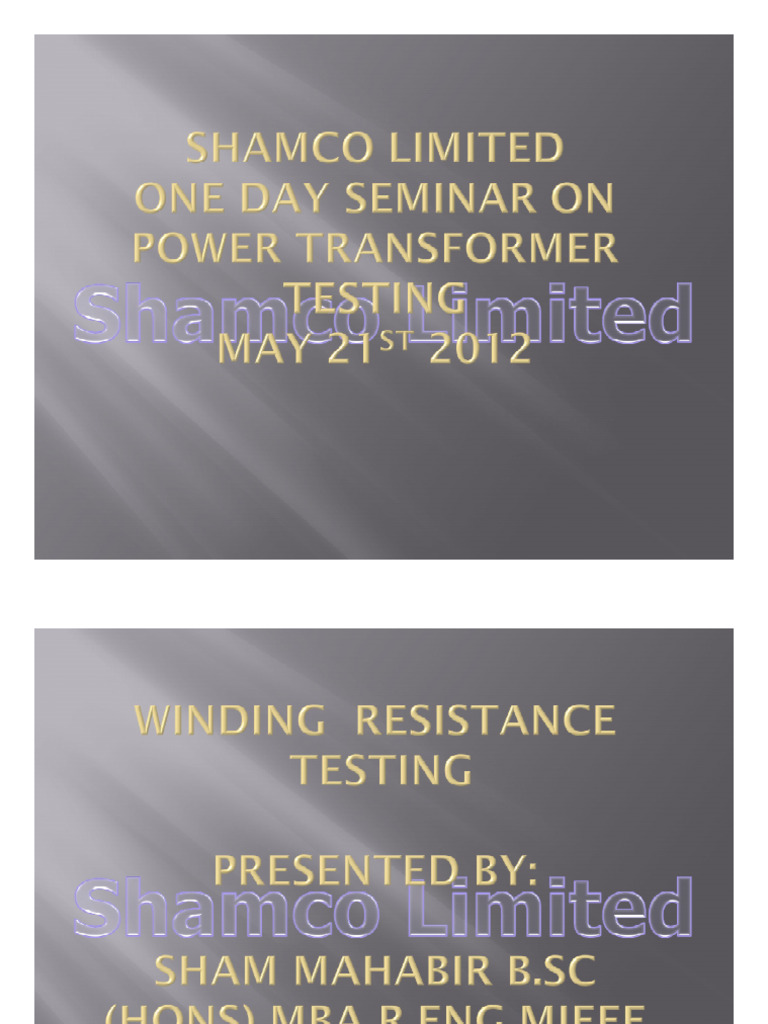 Shamco Winding Resitance Tests | PDF | Transformer | Electrical ...