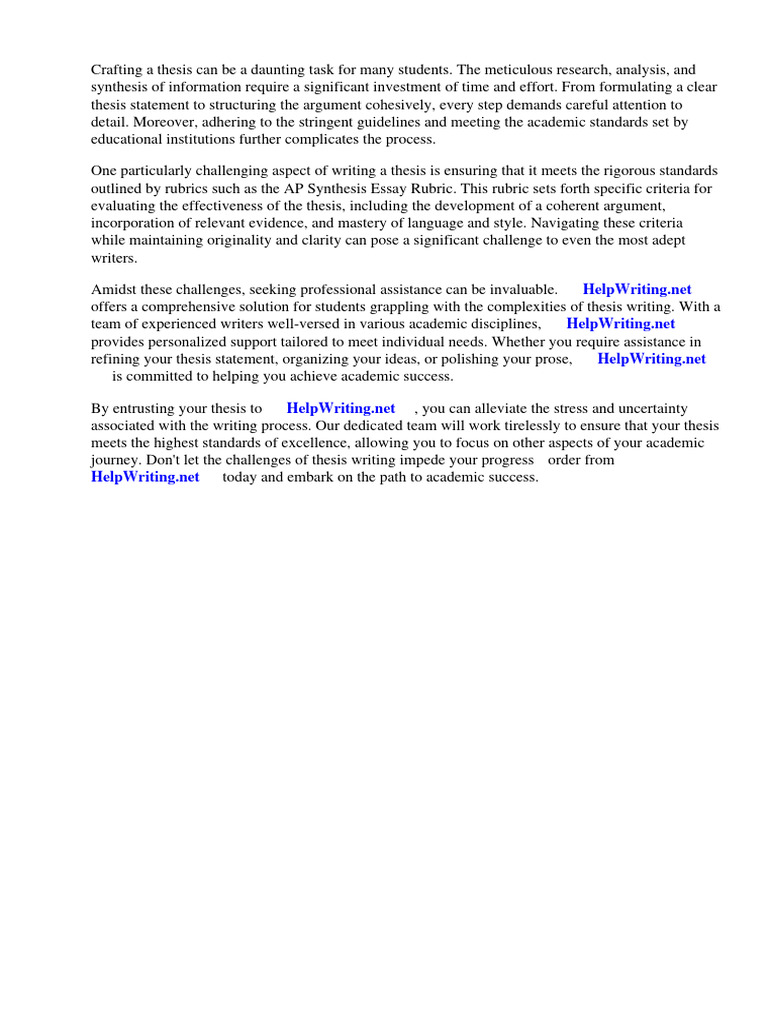 AP Synthesis Essay Rubric | PDF | Rhetoric | Essays