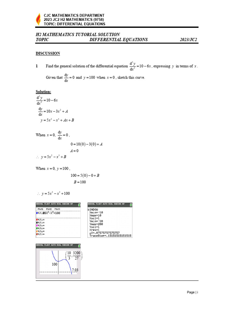 2023 Differential Equations Discussion Solution (CSL) | PDF | Equations | Differential Equations