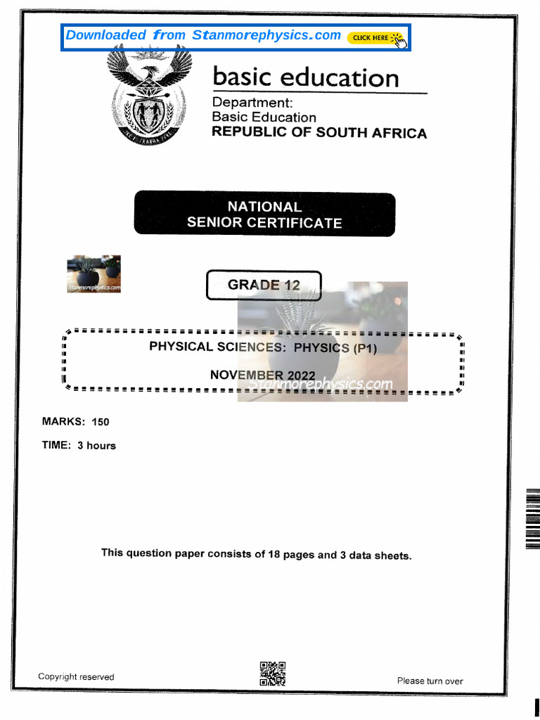 NSC Physical Science Grade 12 November 2022 P1 and Memo | PDF