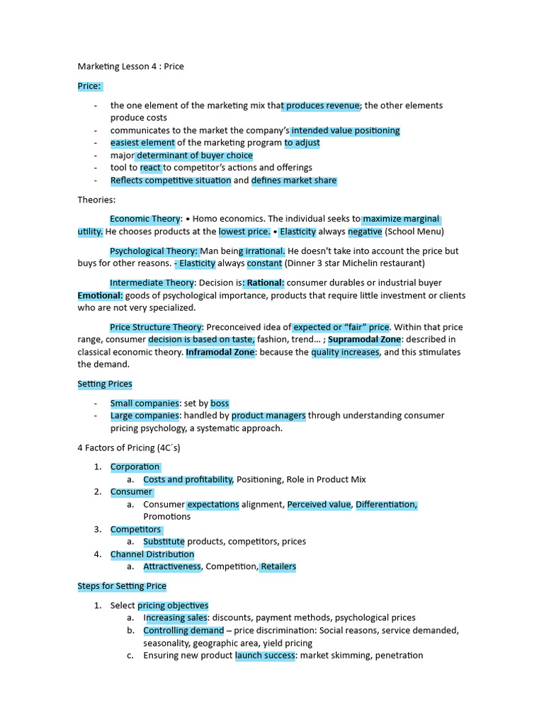 Marketing Lesson 4 Pricing | PDF | Pricing | Demand