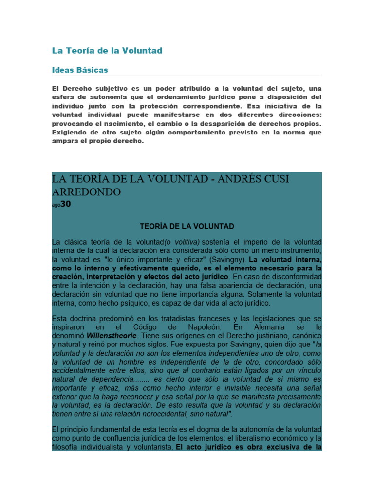 La Teoría de La Voluntad | PDF | Pagos | Interés