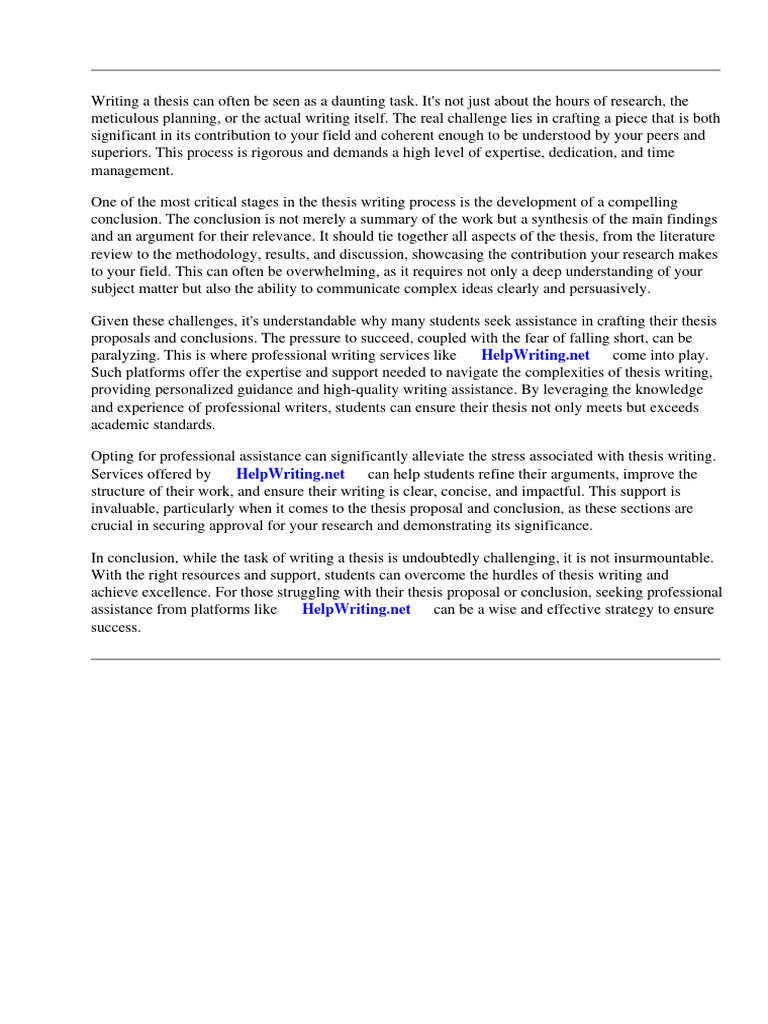 Thesis Proposal Conclusion Sample | PDF | Thesis | Essays