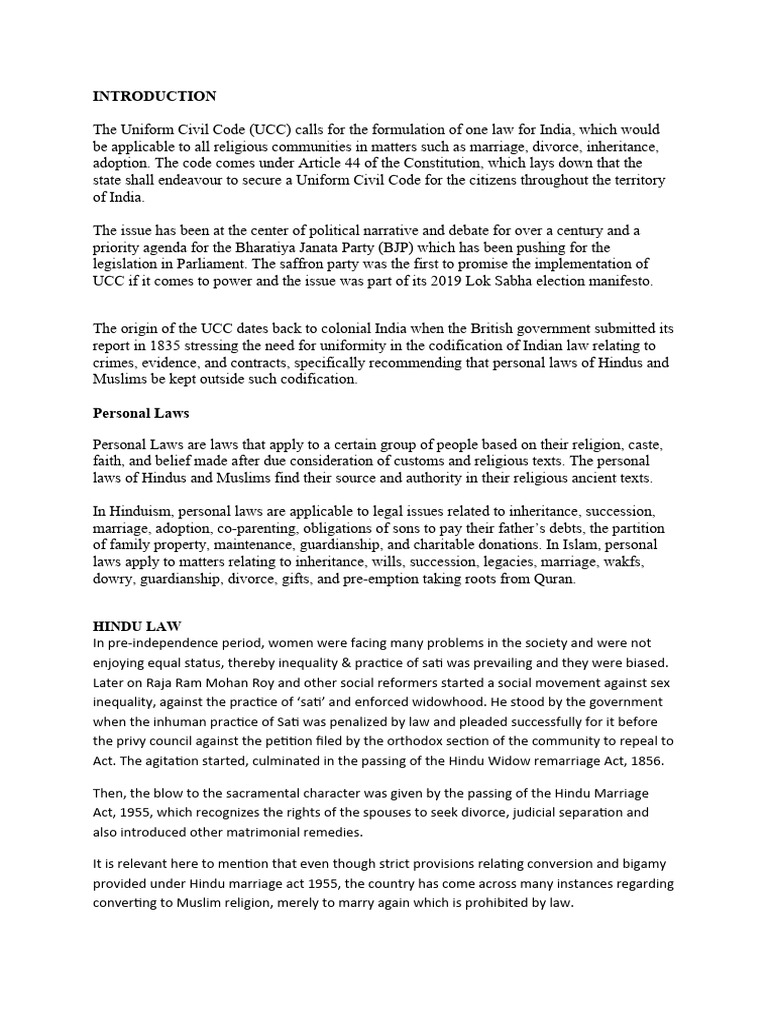 Uniform Civil Code | PDF | Justice | Crime & Violence