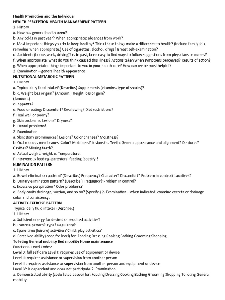 Health Pattern | PDF | Sleep | Eating