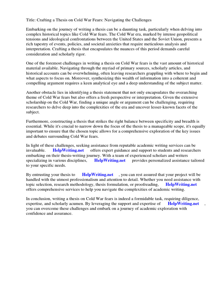 Cold War Fears DBQ Thesis | PDF | Cold War | Dwight D. Eisenhower