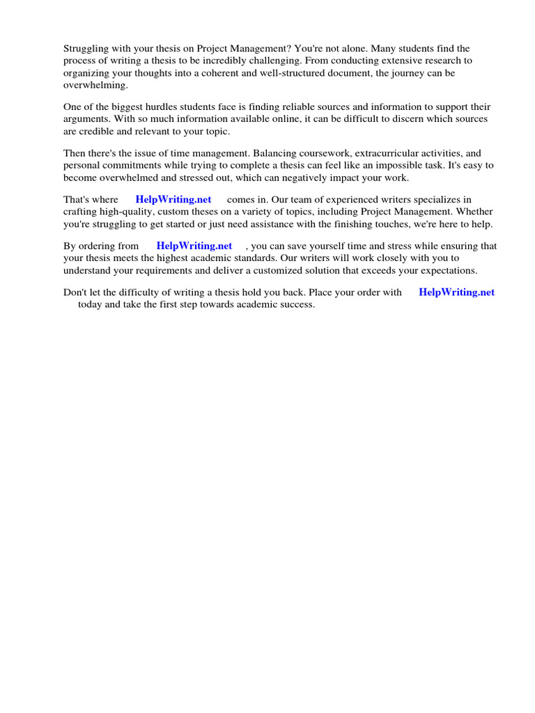 PDF Thesis Project Management | PDF | Project Management | Thesis