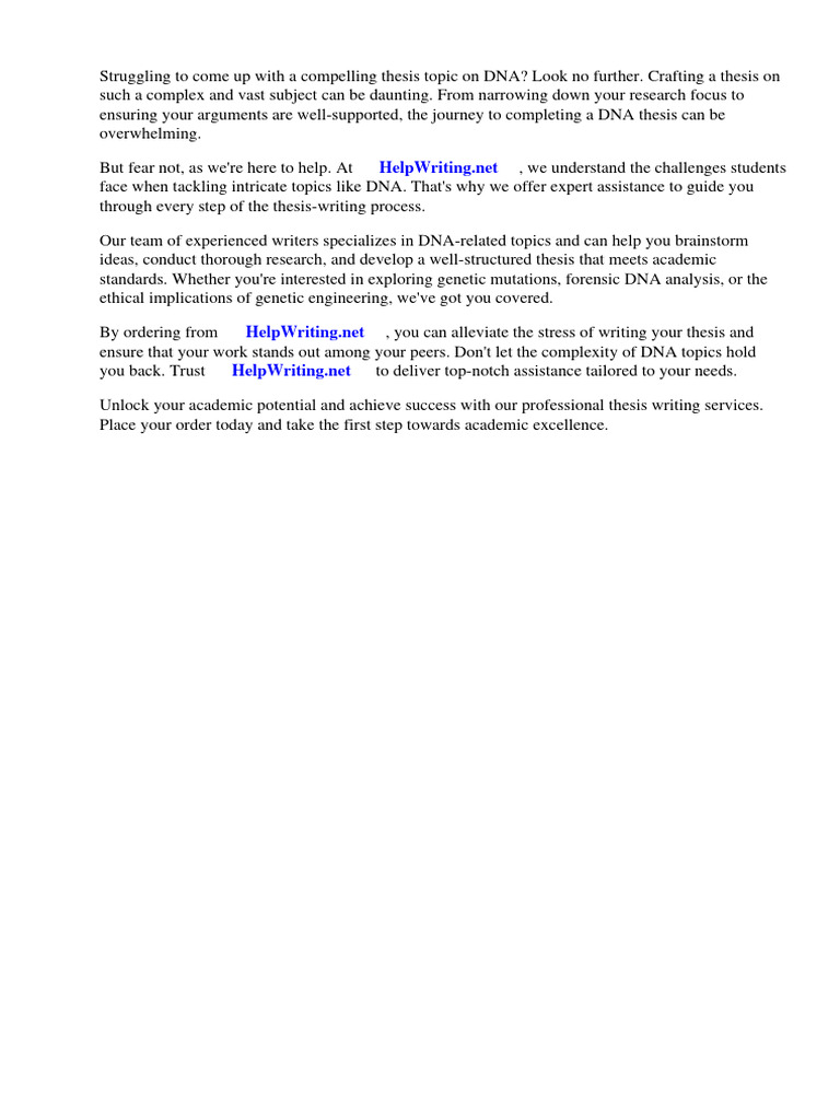Dna Thesis Topics | PDF | Dna | Artificial Intelligence