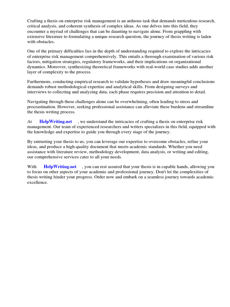 Thesis On Enterprise Risk Management | PDF | Risk | Risk Management