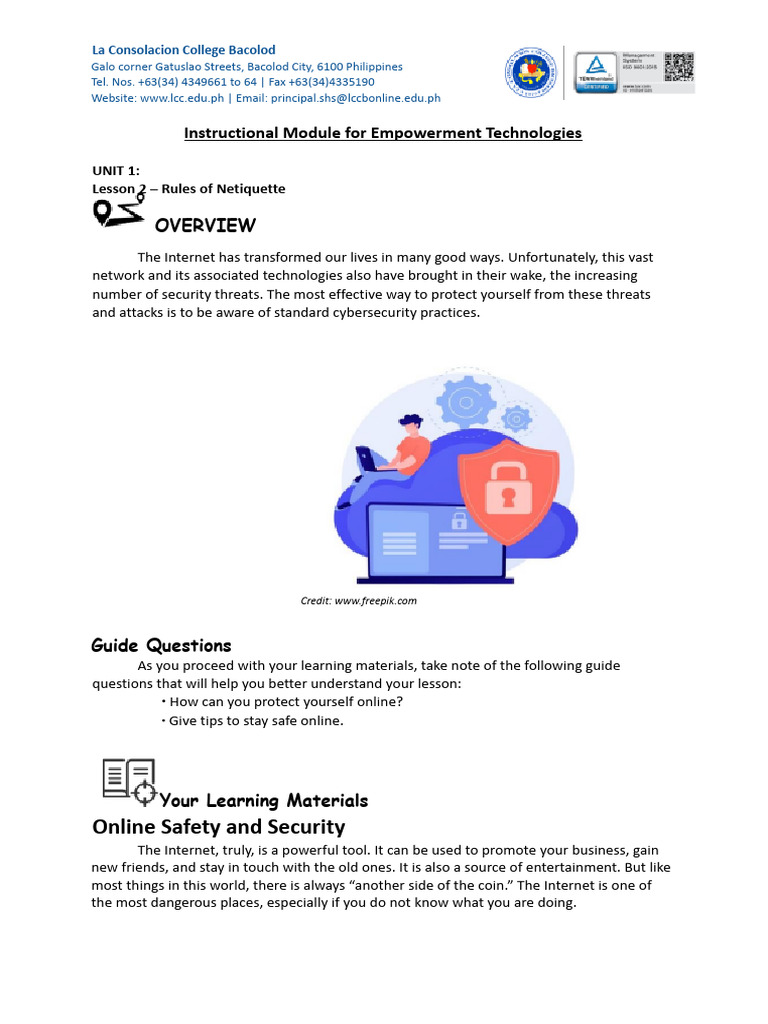 Week2 Reading Material ETECH | PDF
