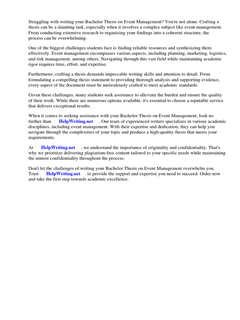 Bachelor Thesis Event Management | PDF | Thesis | Doctor Of Philosophy