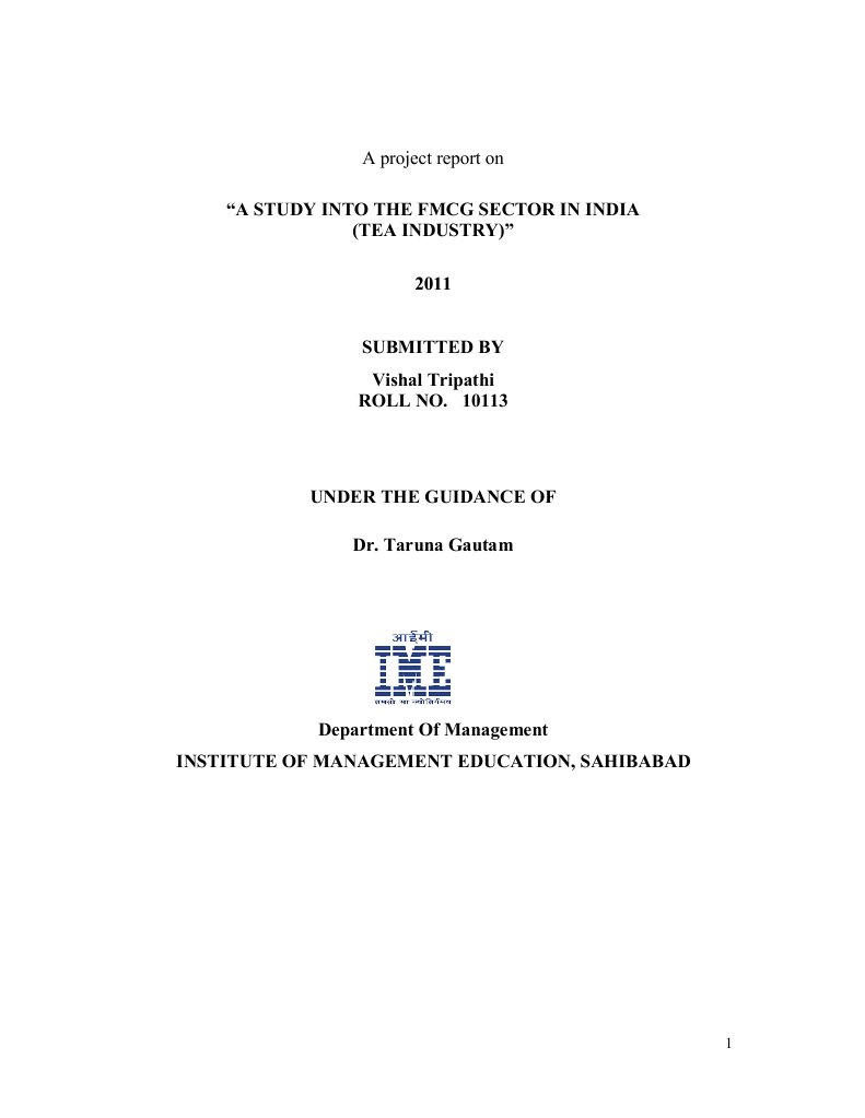 A Project Report On Tea Industry of India | PDF | Beverages | Business