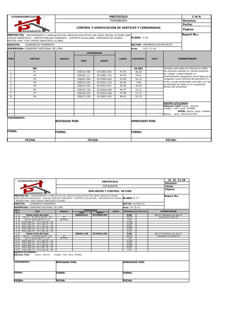 Protocolos Topografia | PDF | Topografía | Datos geográficos e información