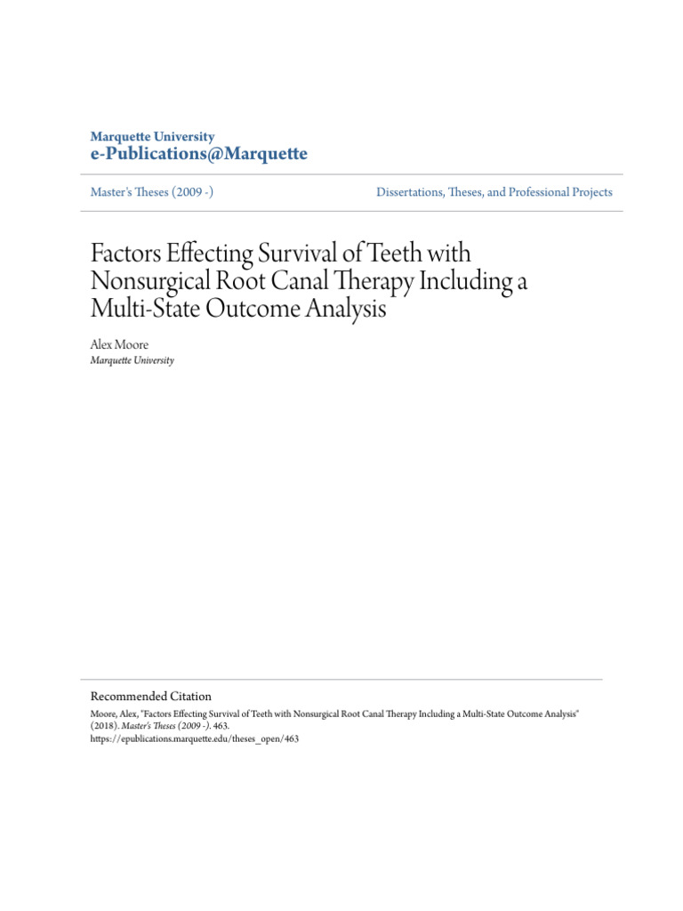 Factors Effecting Survival of Teeth With Nonsurgical Root Canal T | PDF ... Factors Effecting Survival of Teeth With Nonsurgical Root Canal T | PDF ...