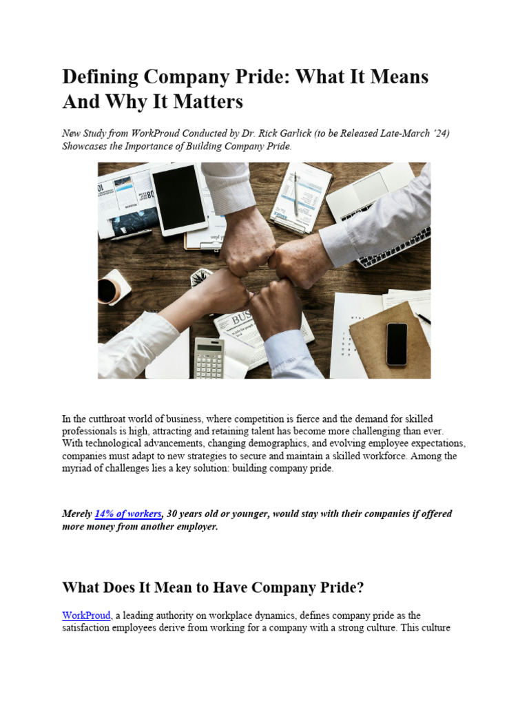 Defining Company Pride | PDF | Employment | Corporate Social Responsibility