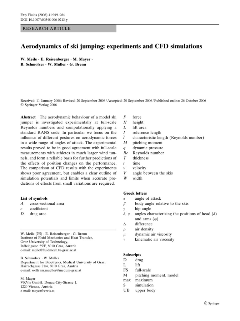 Aerodynamics of Ski Jumping Experiments | PDF | Wind Tunnel | Aerodynamics