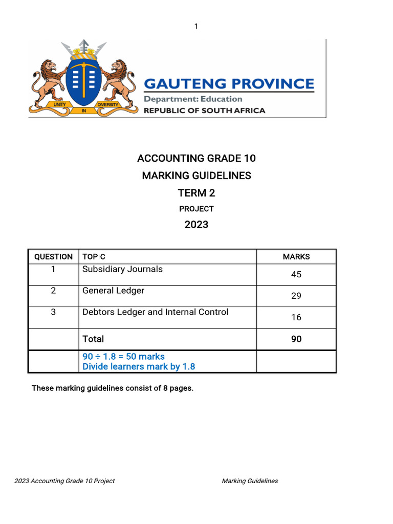 2023 Accounting Grade 10 Project - MG | PDF