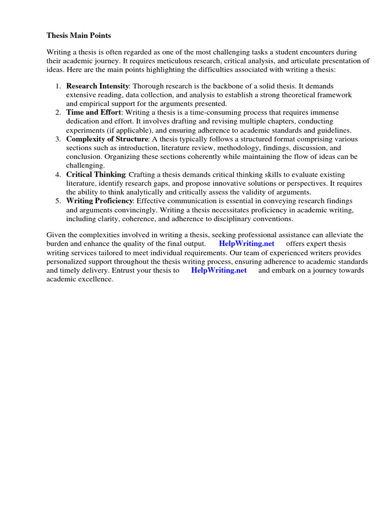 Thesis Main Points | PDF